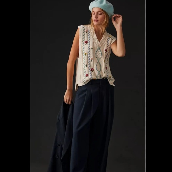 Anthropologie | Sweaters | Anthropologie X Wendy Wurtzburger And Marcella Volini Flower Sweater ...